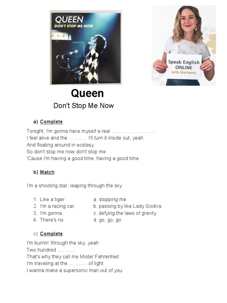 Queen's "Don't Stop Me Now" Lyrics Guide | PDF | Art