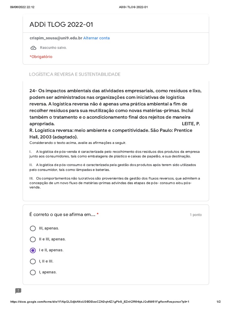 11-Prova 11 Pagina | PDF | Desperdício | Logística