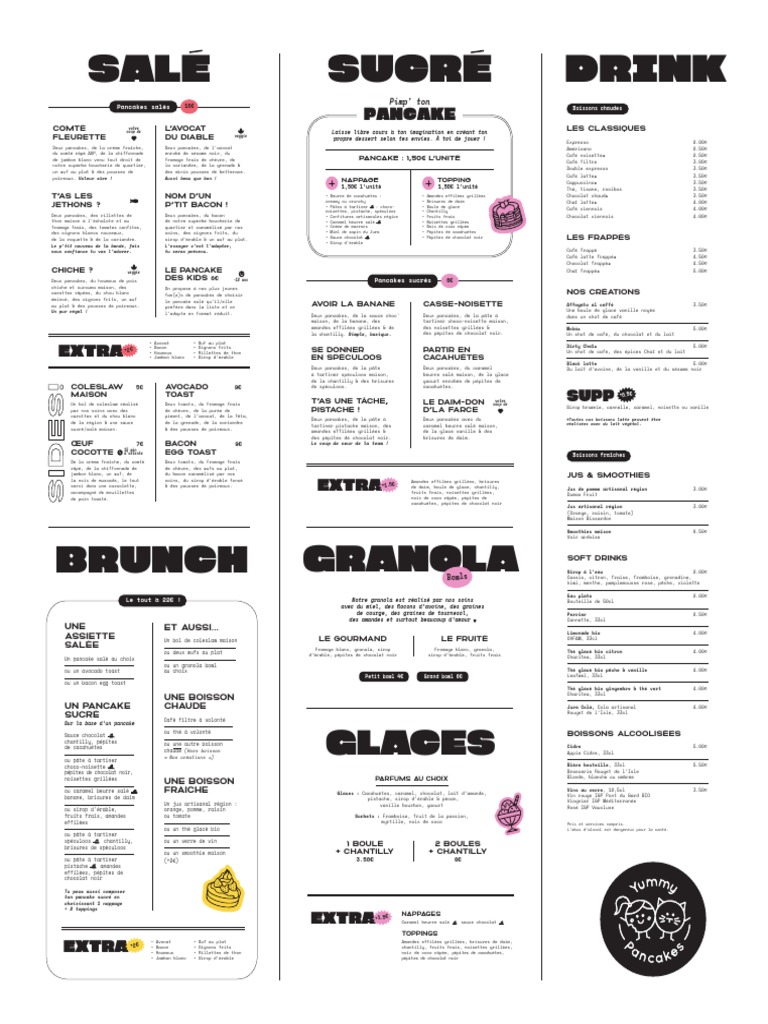 MENU Yummy Pancakes | PDF | Crêpe | Boisson
