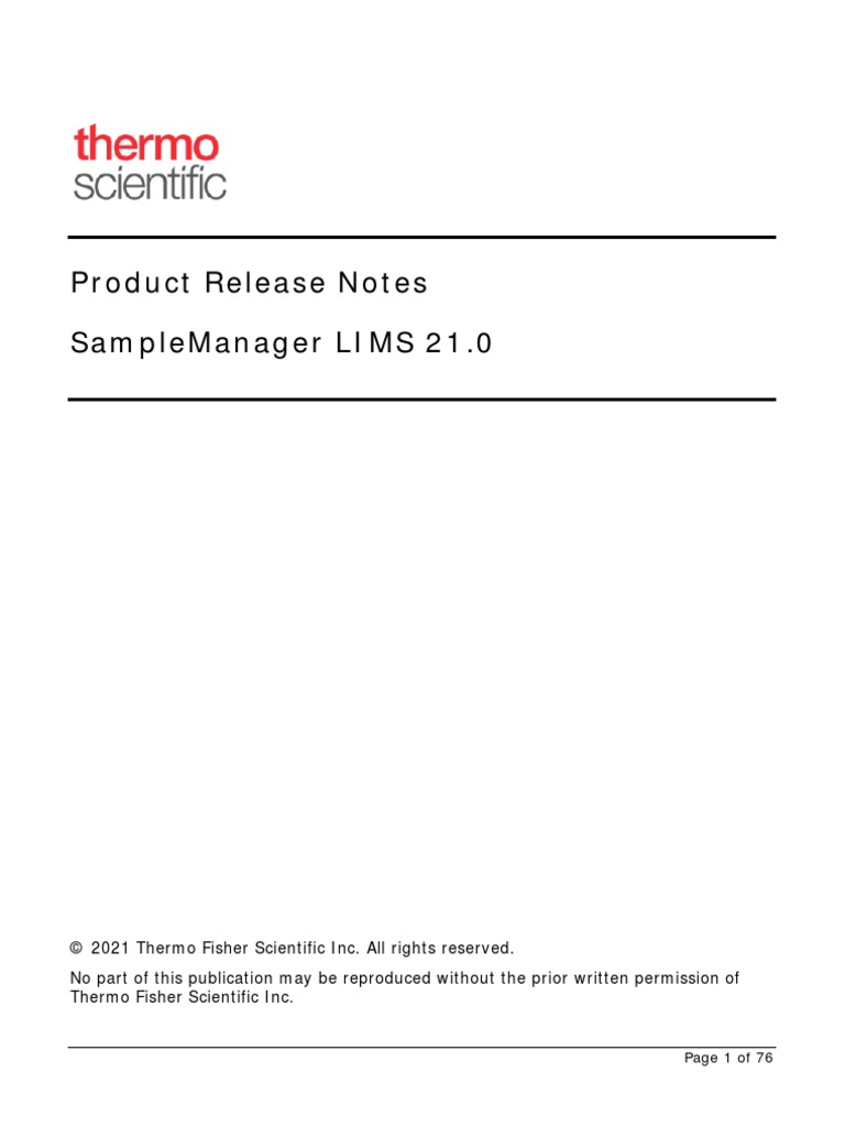 Samplemanager 2100 Release Notetts | PDF | World Wide Web | Internet & Web