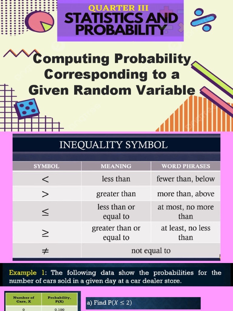 W2 - Computing Probability Corresponding To A Given Random Variable | PDF