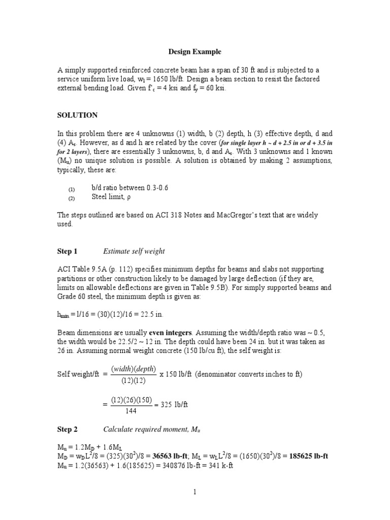 Design Example | PDF | Beam (Structure) | Bending