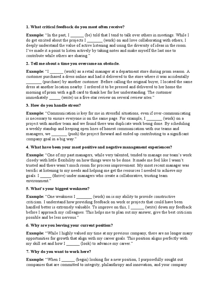 Interview Questions | Download Free PDF | Communication | Business