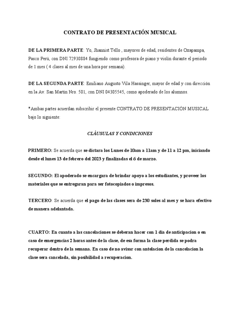 Contrto de Clases Particulares | PDF