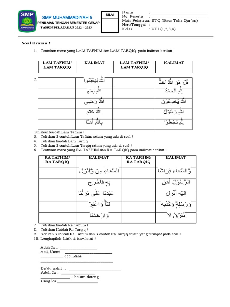 Contoh Lam Tafhim dan Tarqiq | PDF