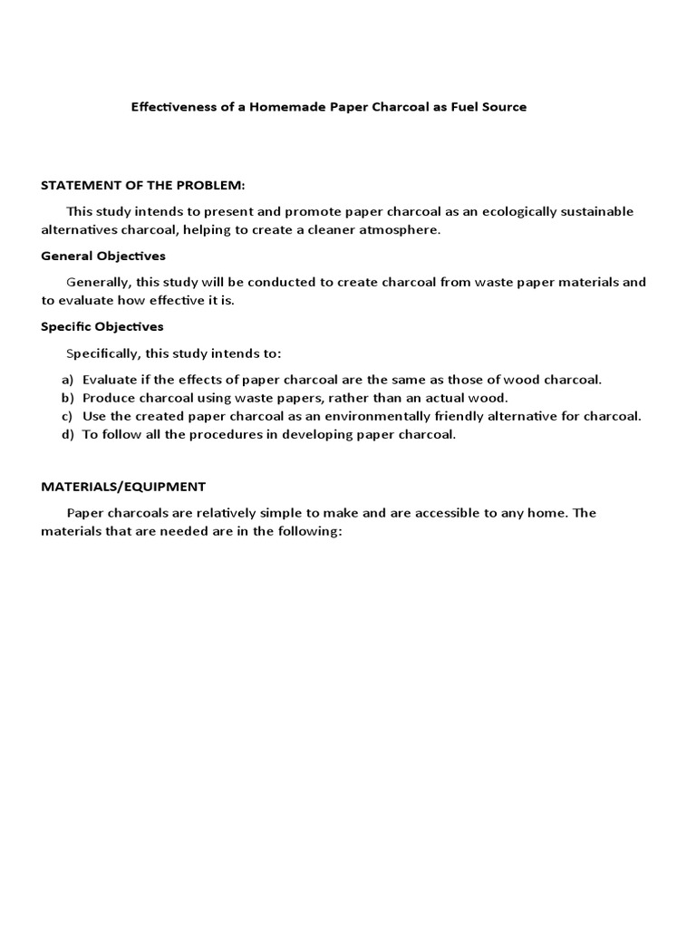 Effectiveness of A Homemade Paper Charcoal As Fuel Source | PDF