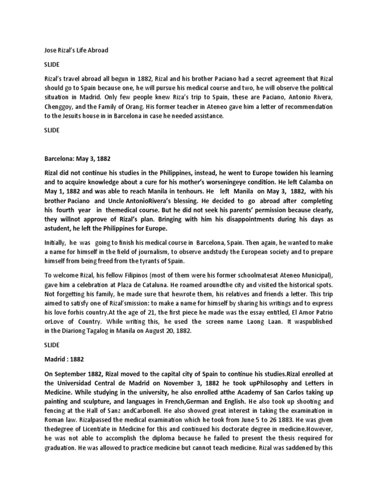 Jose Rizal SCRIPT | PDF | Philippines