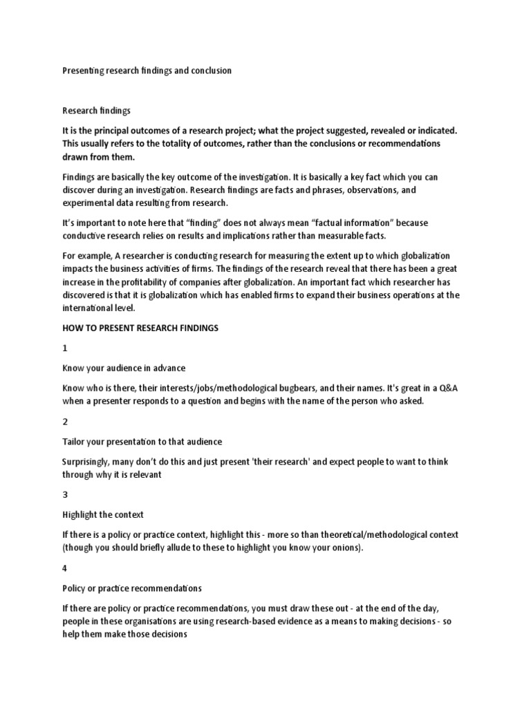 Presenting Research Findings and Conclusion | PDF | Methodology | Argument