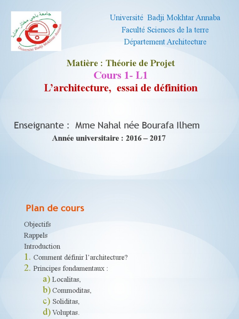 Cours 01 - Théorie Projet L1 | PDF | Art