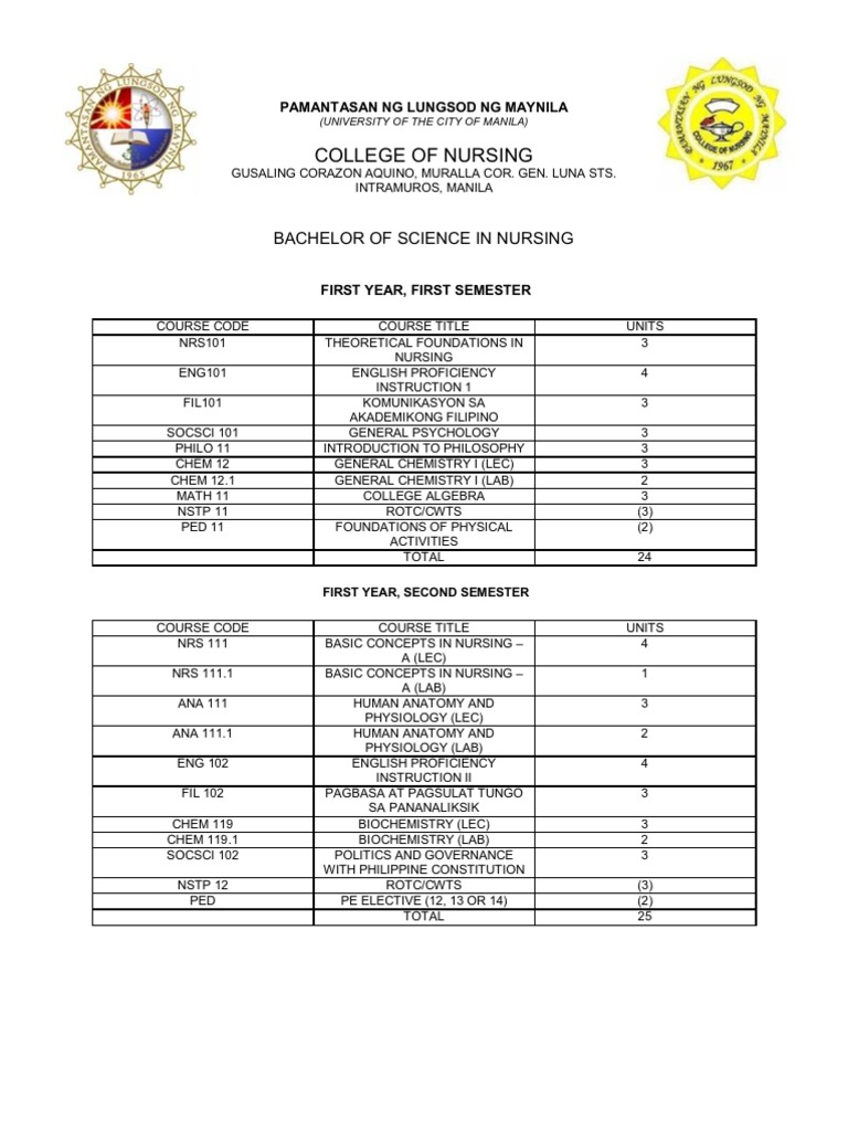 PLM Nursing Curriculum Overview | PDF