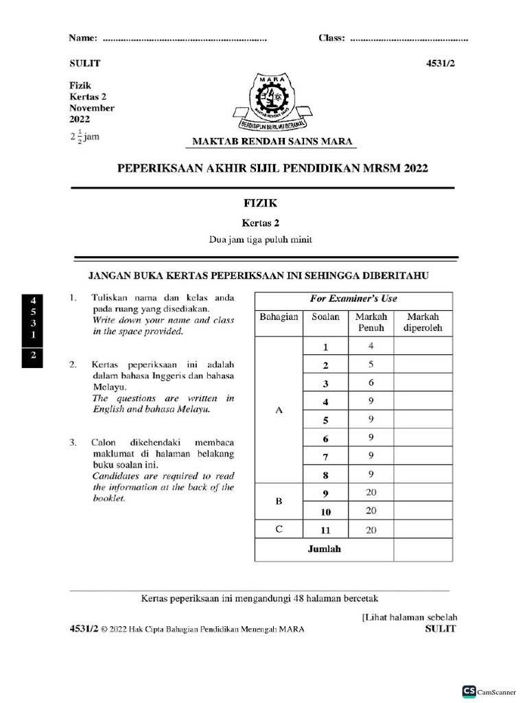 Fizik K2 Mrsm 2022 Pdf