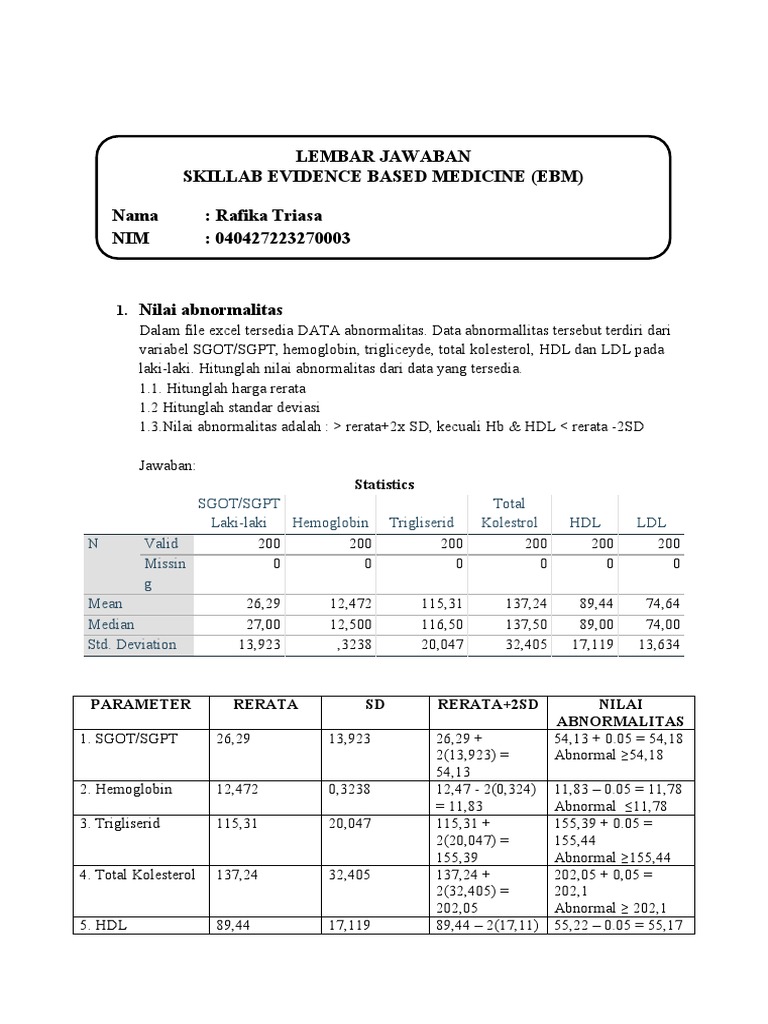 Lembar Jawaban Skillab Evidence Based Medicine (Ebm) Nama: Rafika ...