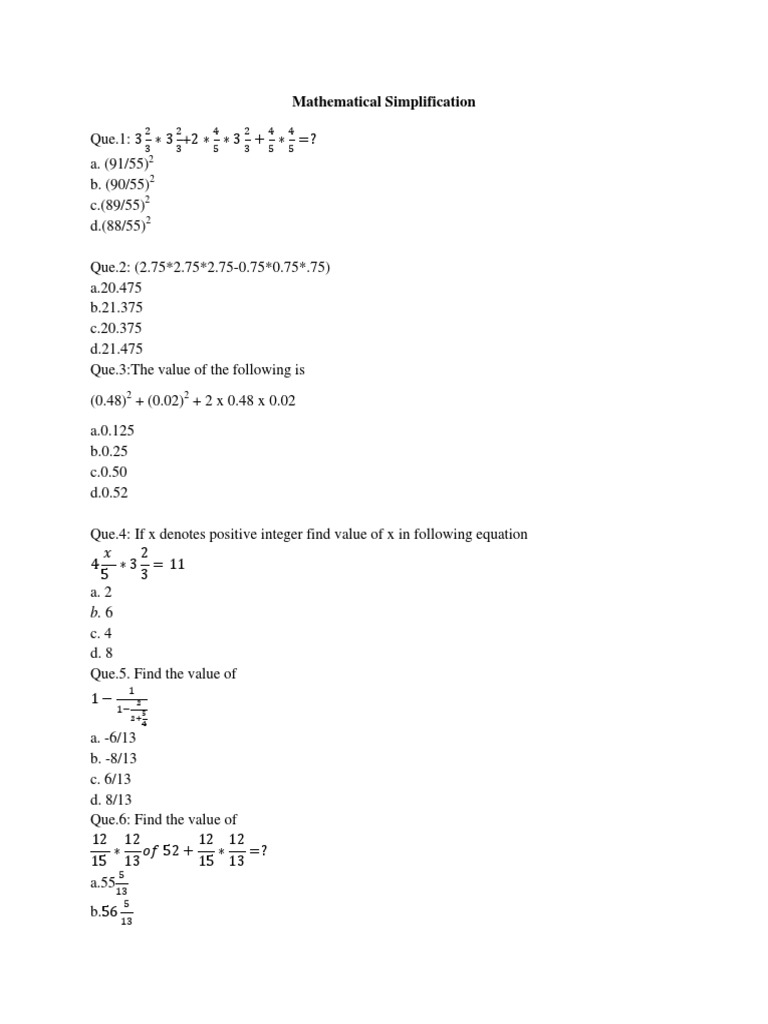 Mathematical Simplification Pdf Number Theory Numbers