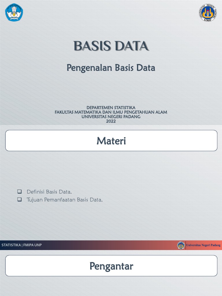 BASDAT Minggu 01 - Pengenalan Basis Data | PDF