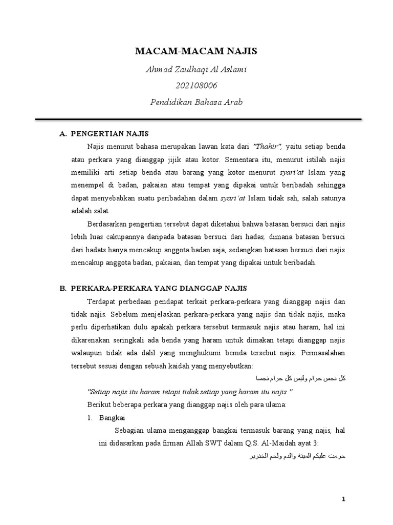 Macam-Macam Najis dalam Islam | PDF