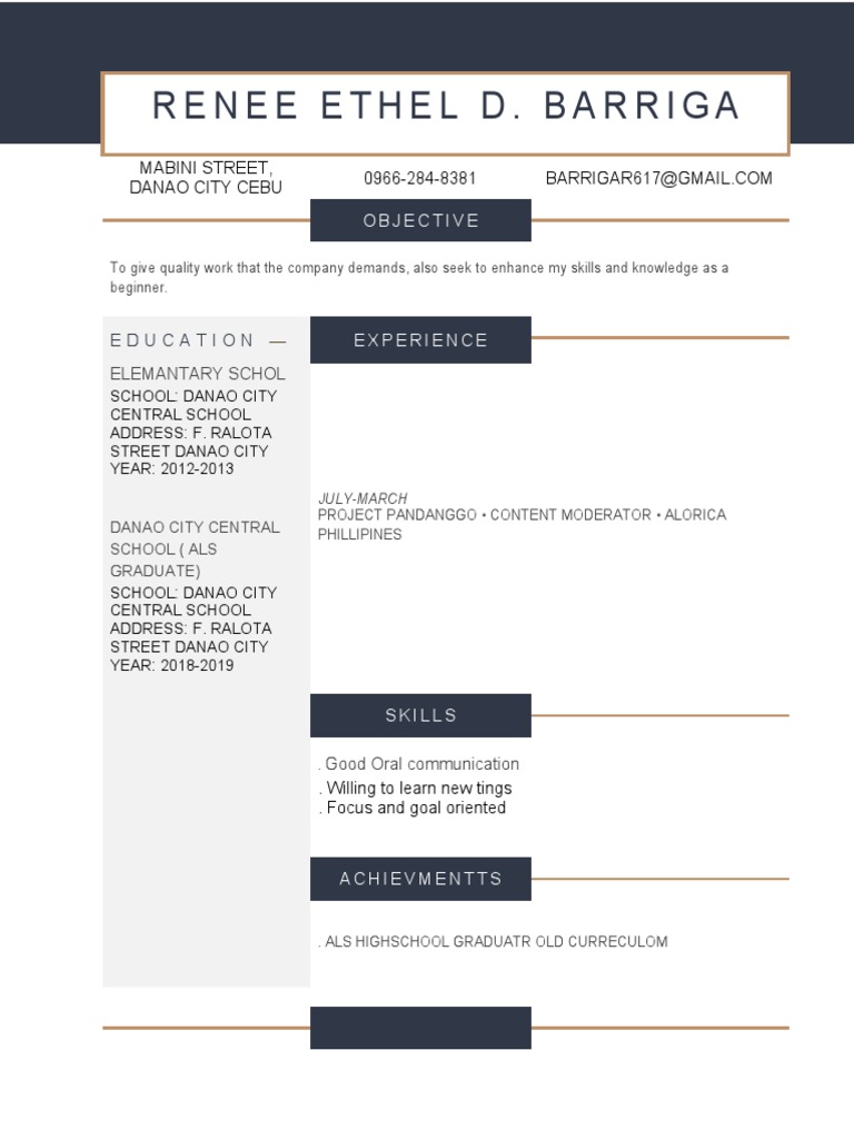 Renee Ethel D Resume | PDF