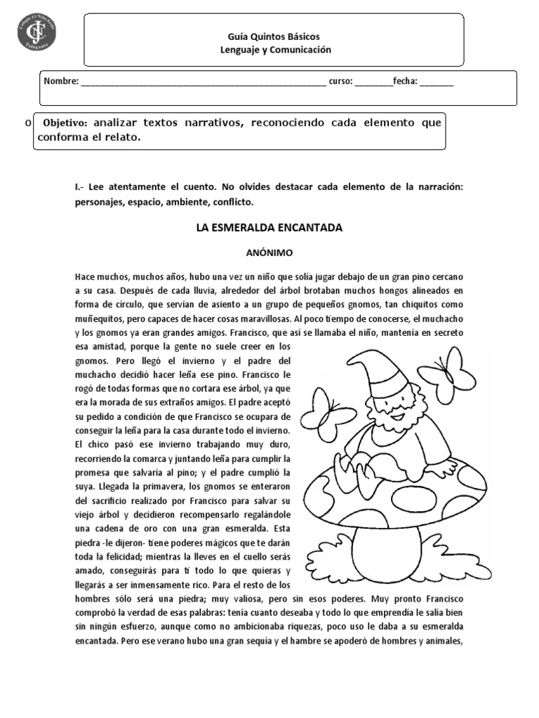Guía 5 Básico (Elementos de La Narración) | PDF
