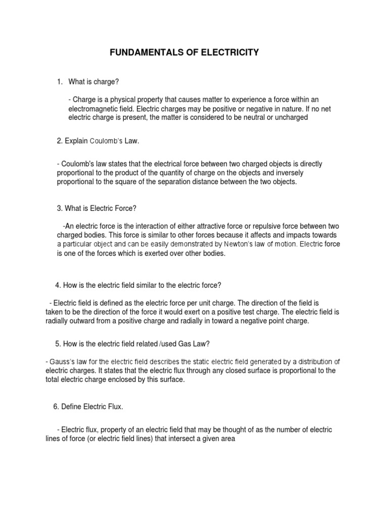 Fundamentals of Electricity | PDF | Law | Science & Mathematics