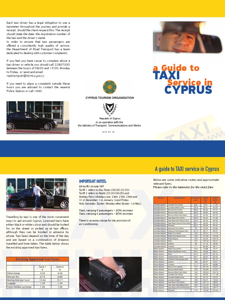 Cyprus Taxi Service Guide | PDF | Public Services | Transport