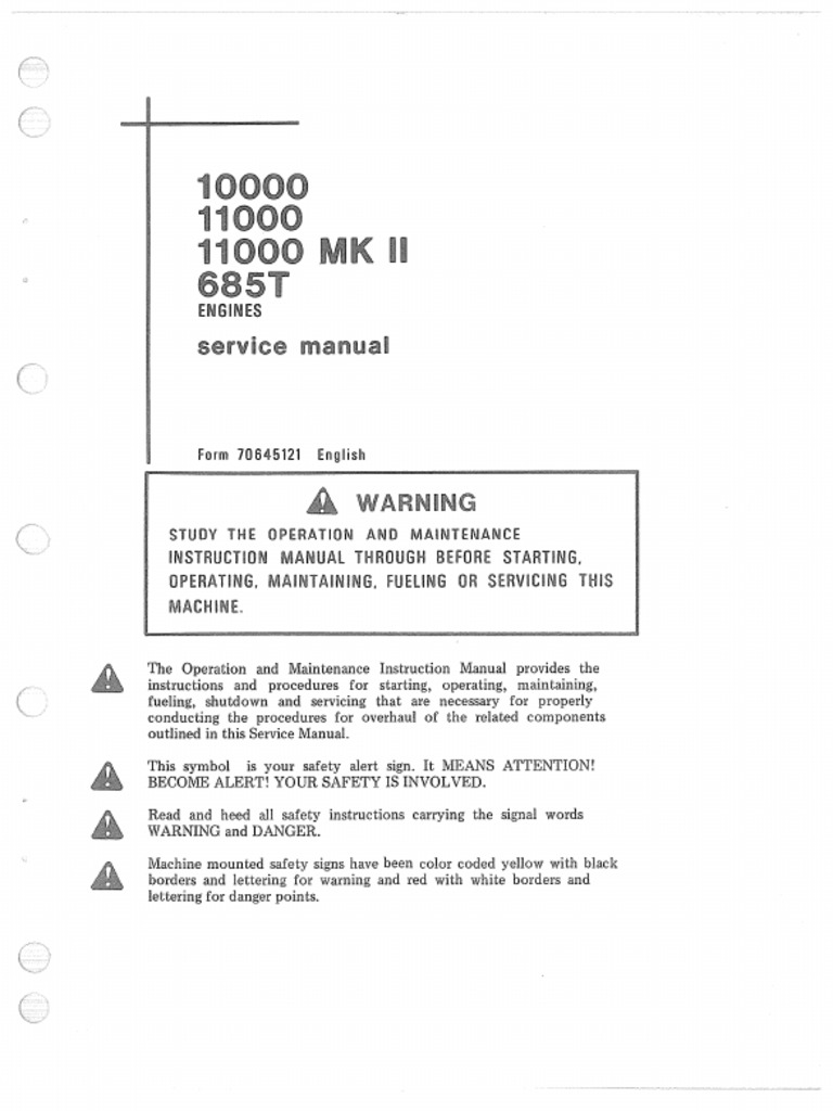 Fiat 10000 11000 MK 2 685T Engine SVC Manual | PDF
