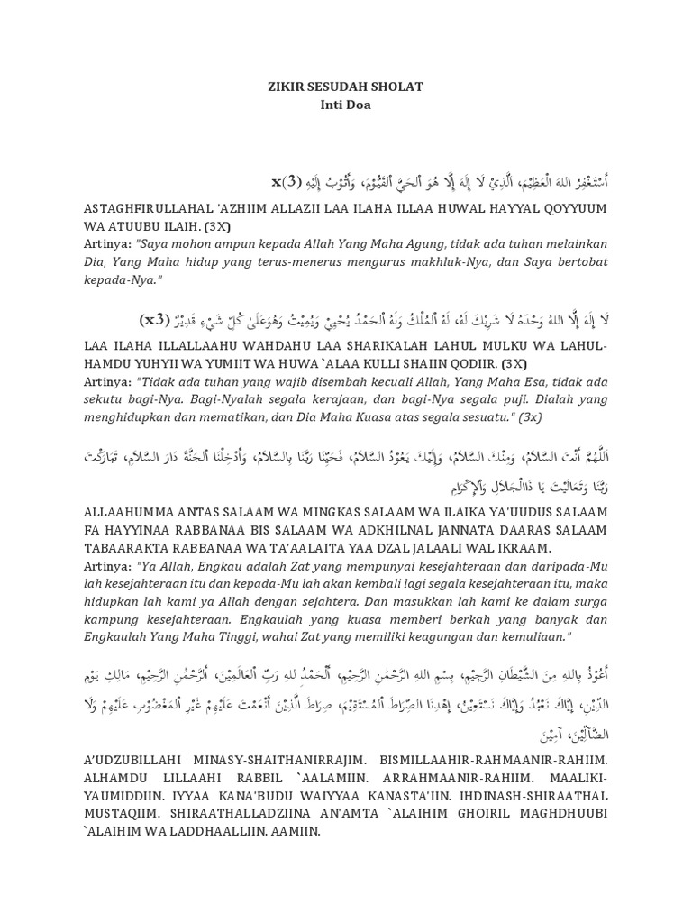 Zikir Setelah Sholat Pdf