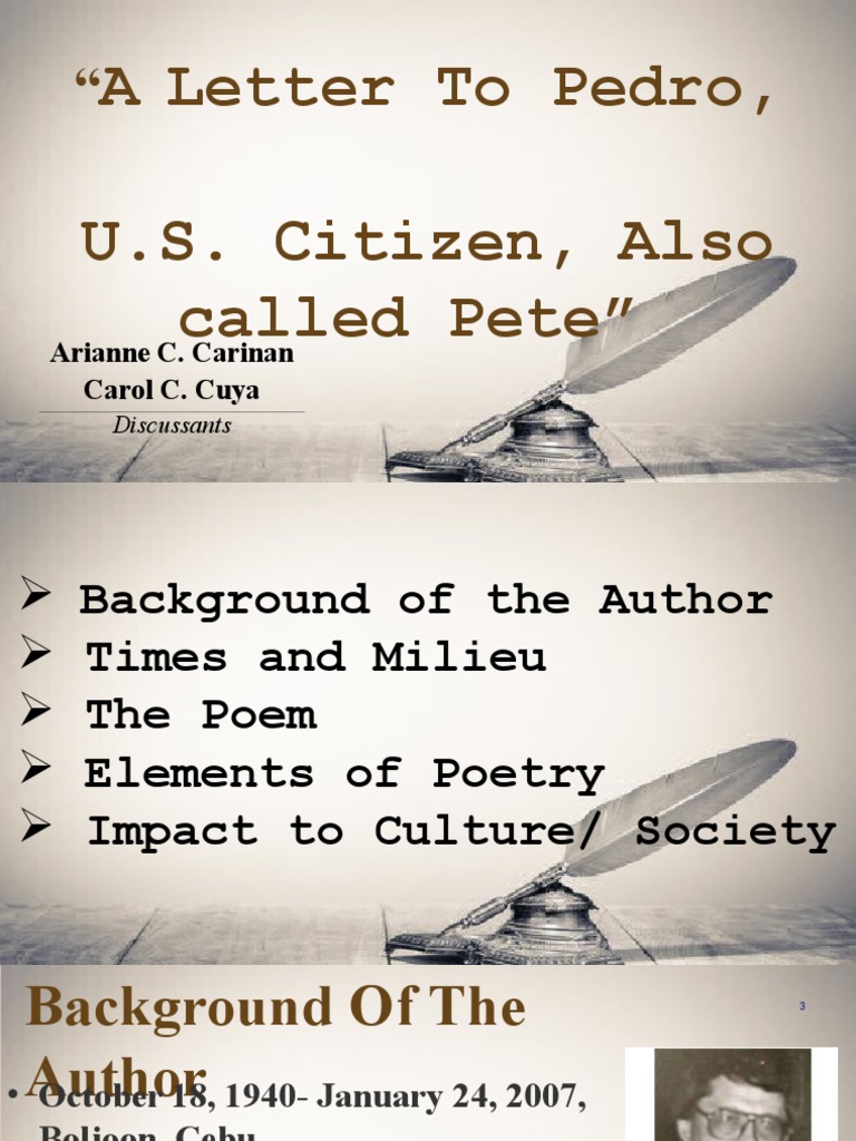 Letter To Pedro | PDF