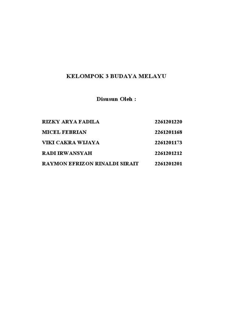 Kelompok 3 Budaya Melayu | PDF