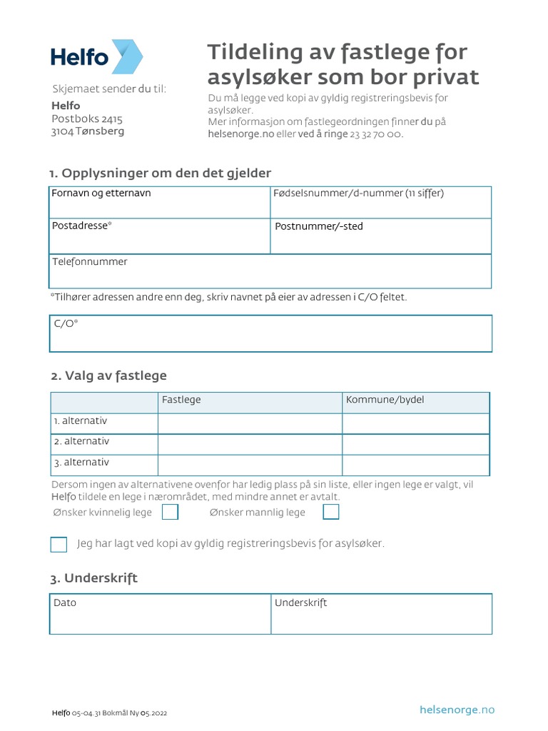Tildeling Av Fastlege For Asylsøkere Som Bor Privat 05-04.31-Bokmål | PDF