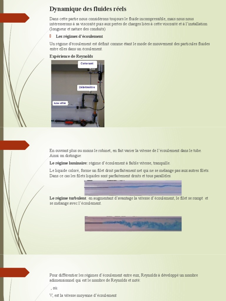 Dynamique de Fluides Réels | PDF | Écoulement laminaire | Dynamique des fluides