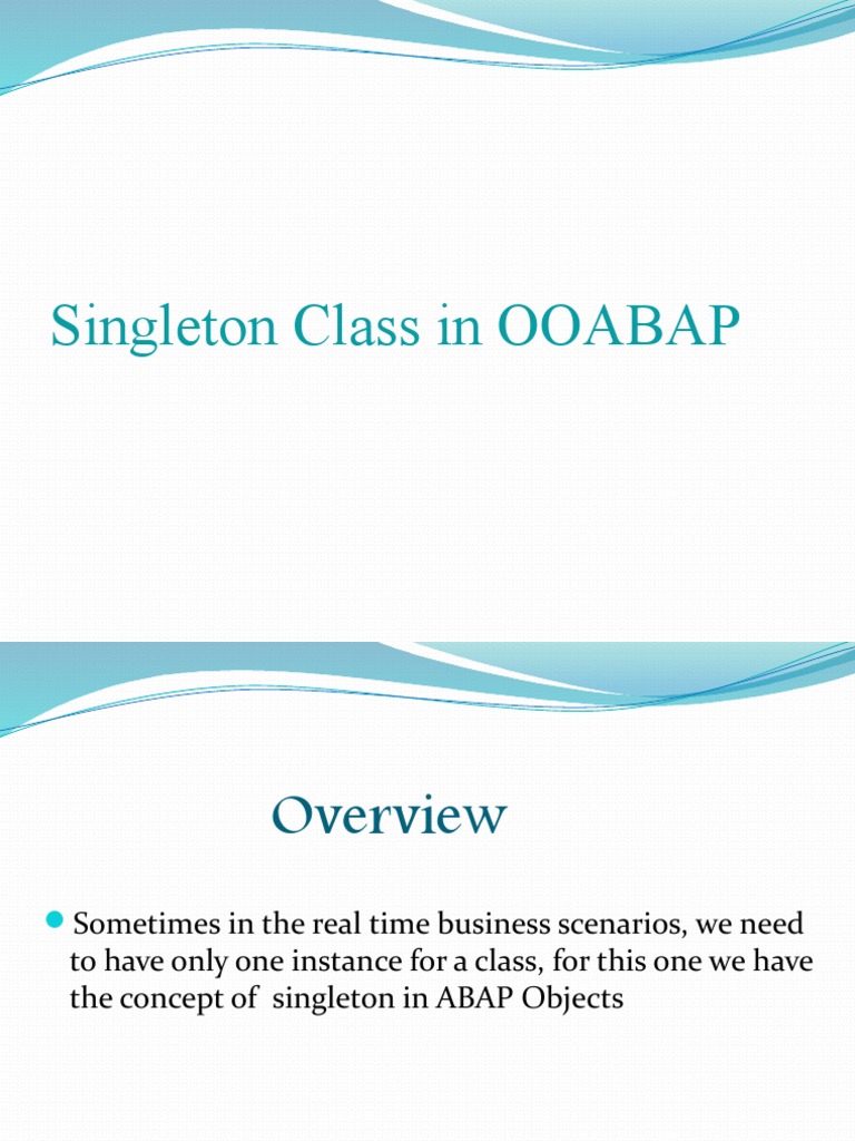 Singleton Class in OOABAP | PDF