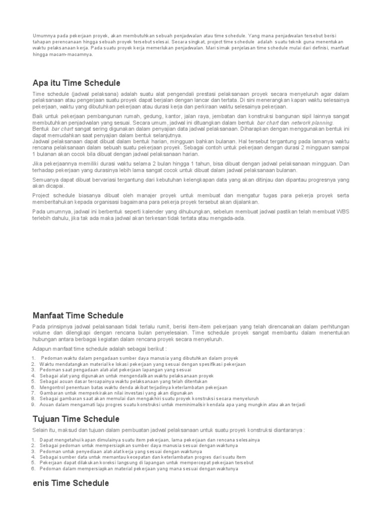 MENGERTIKAN TIME SCHEDULE PROYEK | PDF