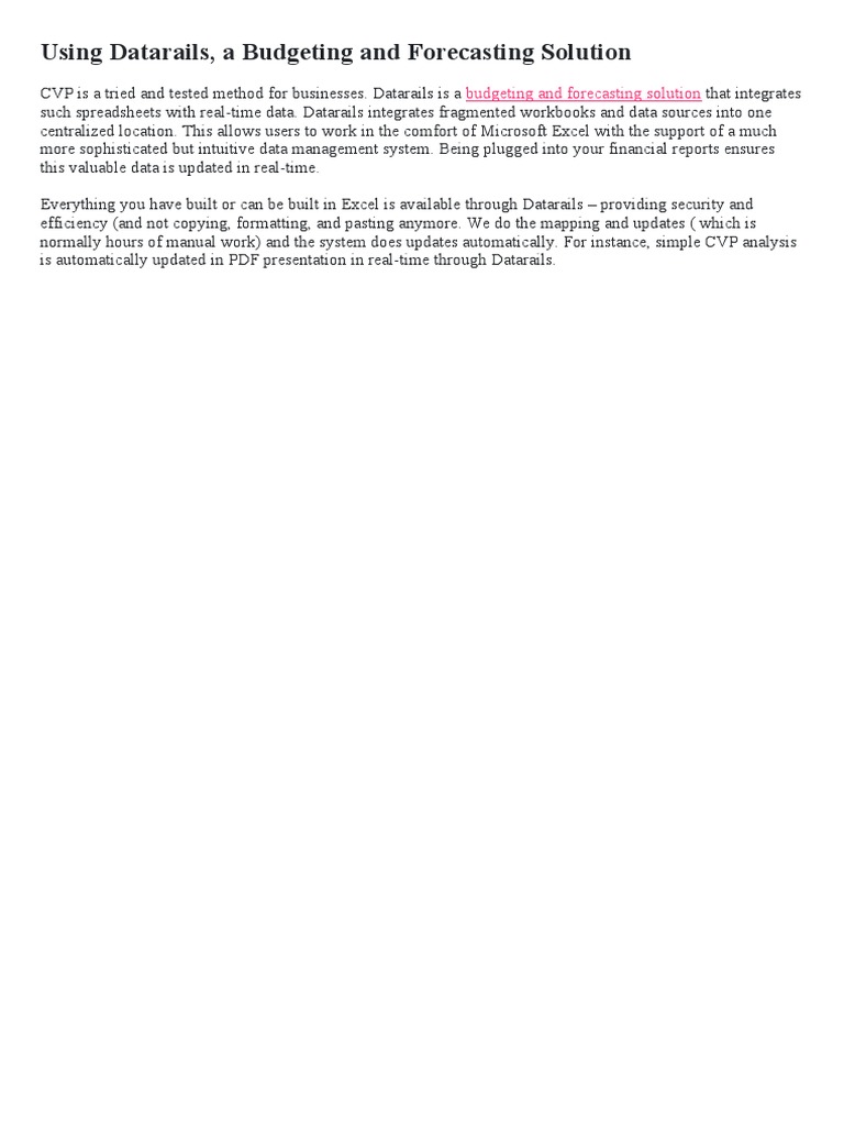 Using Datarails, A Budgeting and Forecasting Solution | PDF | Business | Computers