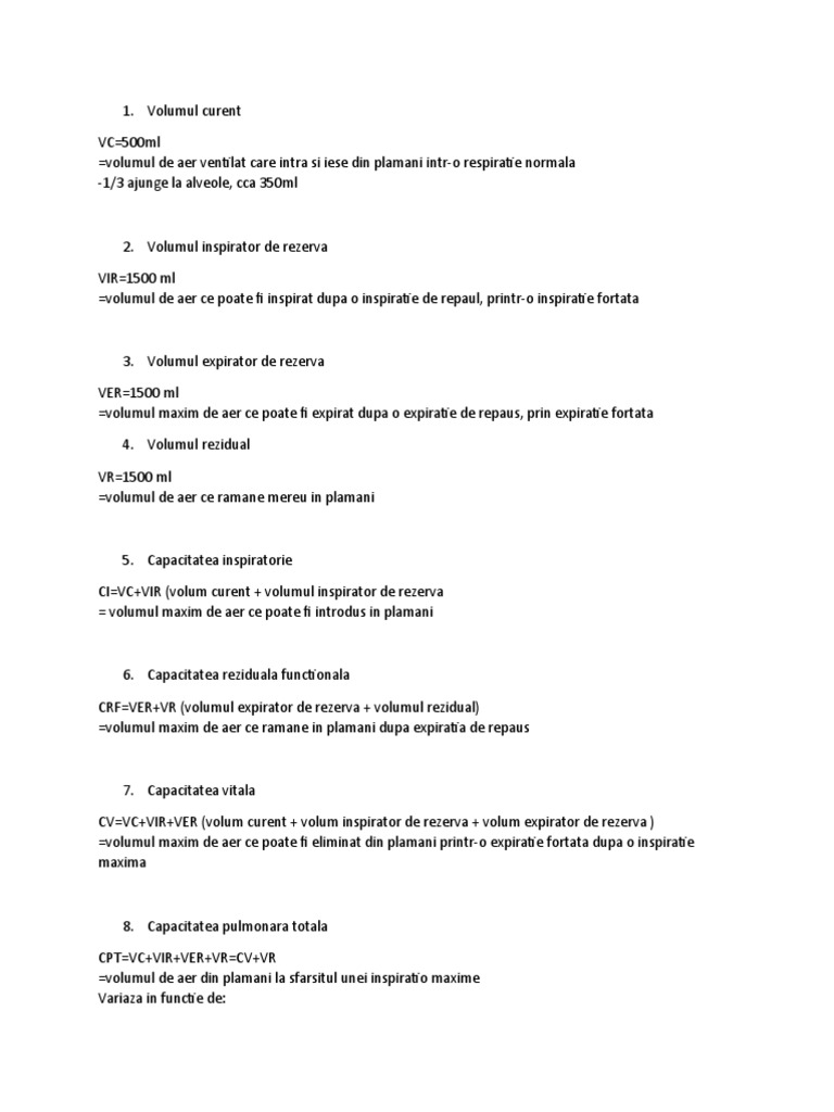 Volume Respiratorii | PDF