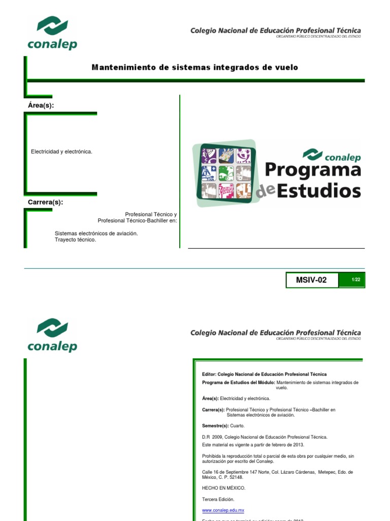 Prog Mto Sist Integrad Vuelo 02 | PDF | Evaluación | Plan de estudios