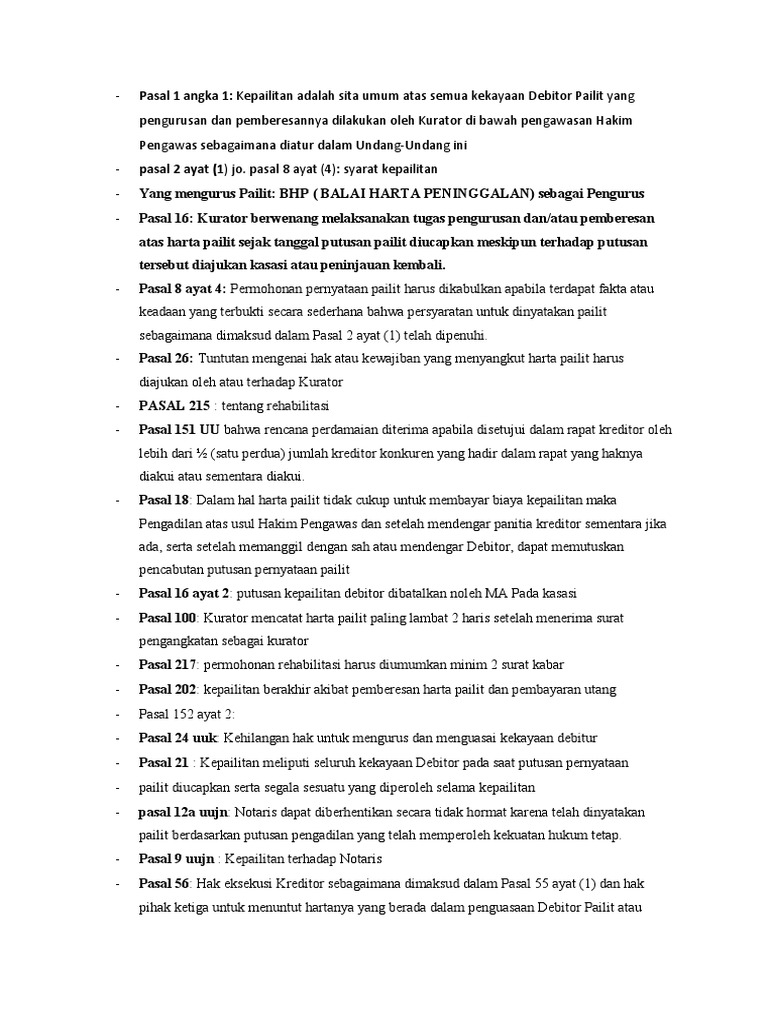 Kisi - Kisi Kepailitan | PDF