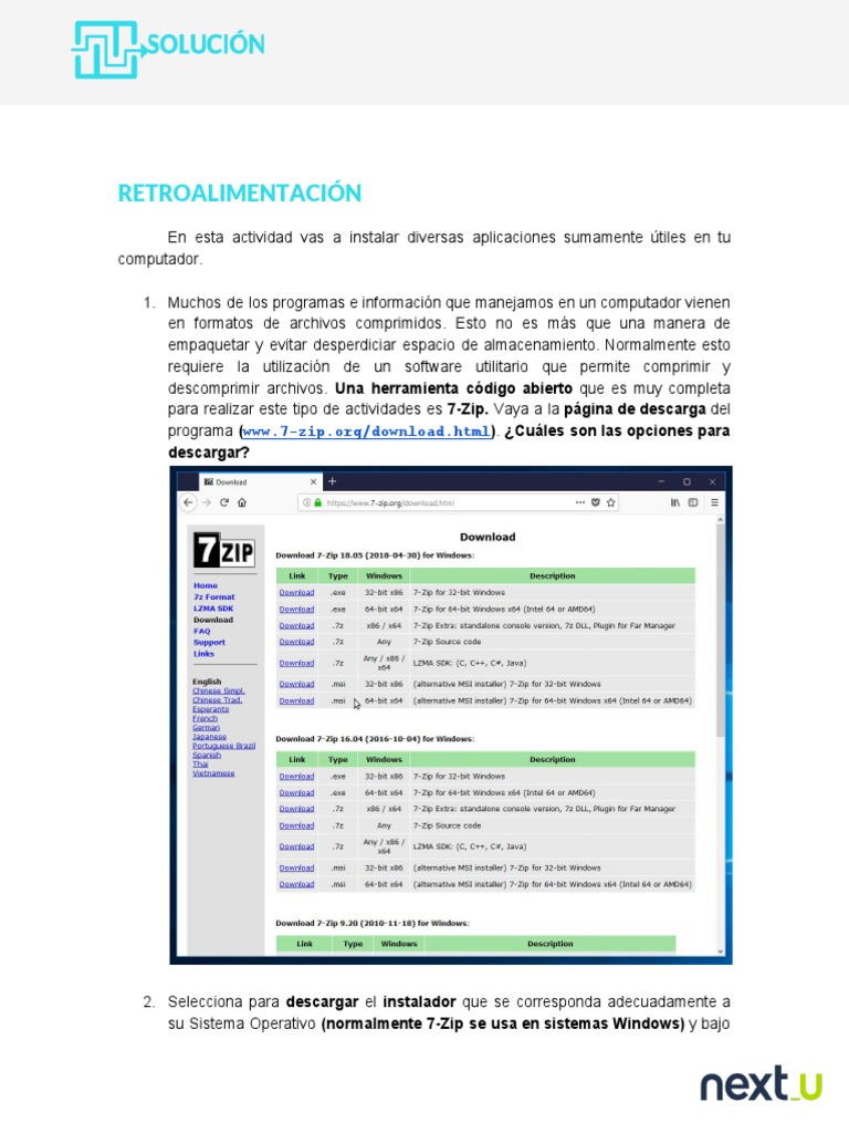 Instalación y uso básico de 7-Zip para comprimir archivos | PDF | Archivo de computadora ...