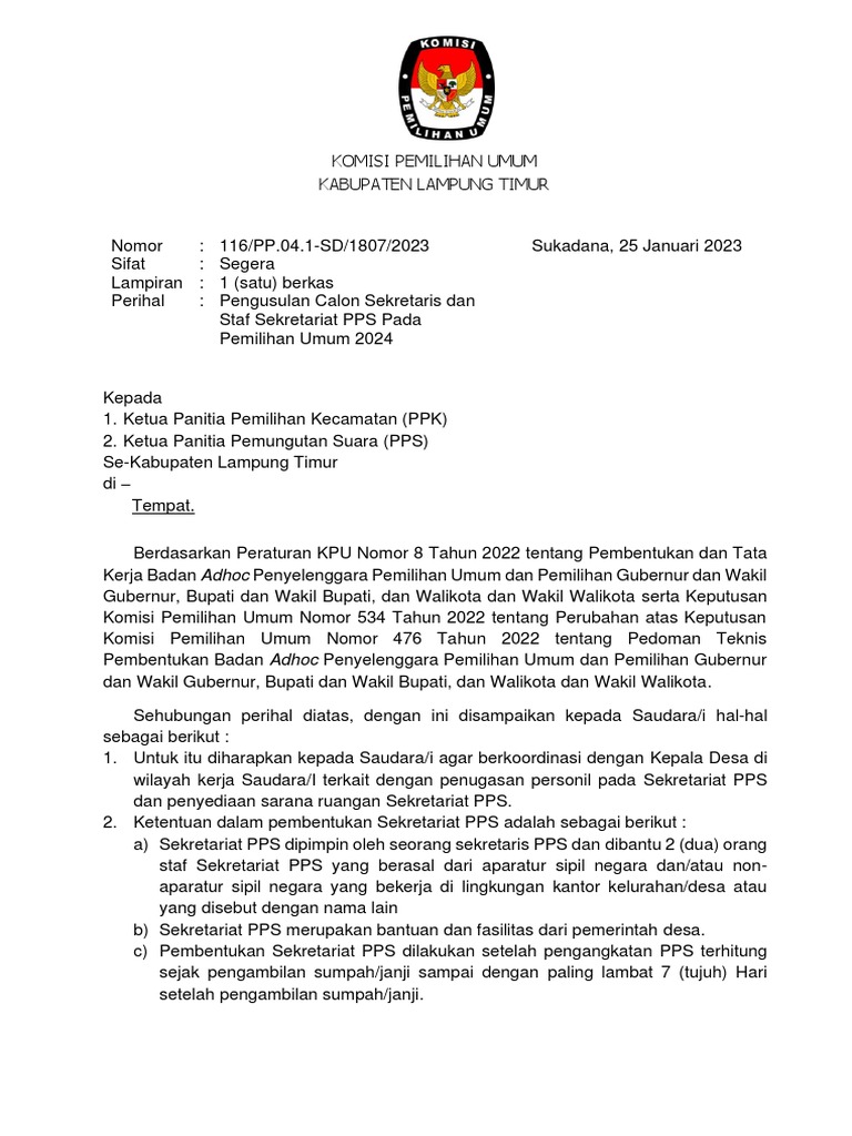 Usulan Sekretariat Pps... | PDF