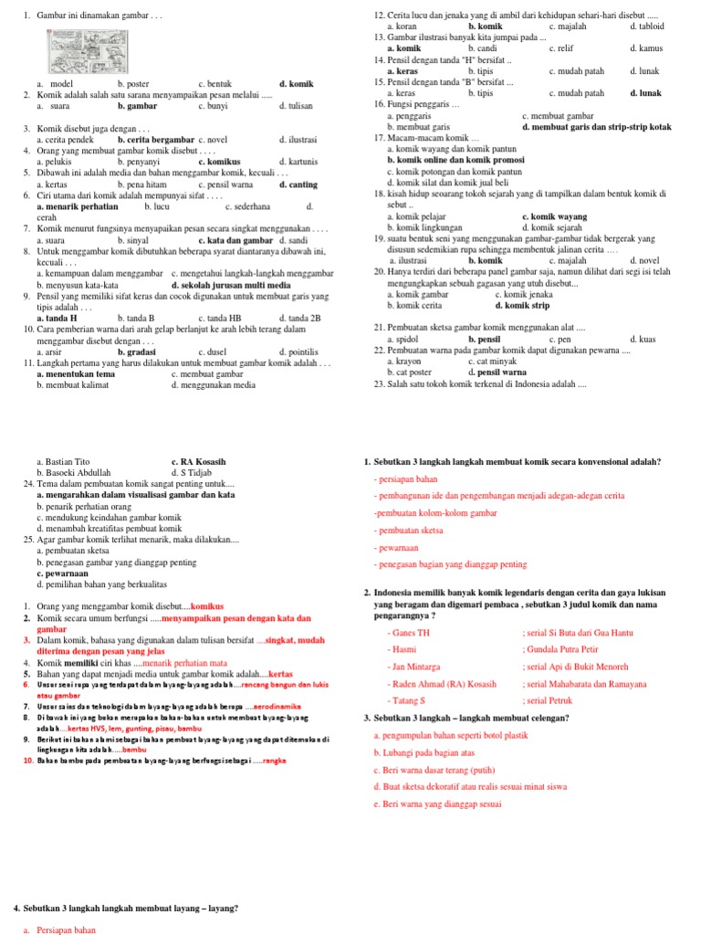 Latihan Soal Pts Kelas 4 Kumer 2023 | PDF | Griya & Taman | Seni