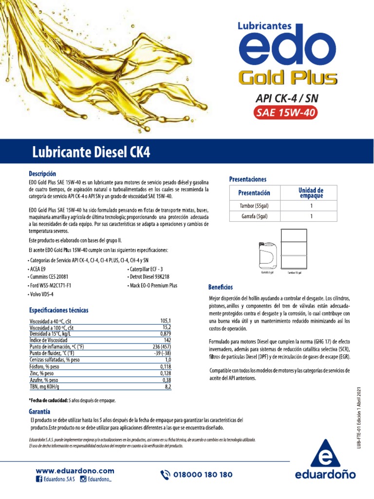 Edo Gold Plus CK-4 | PDF