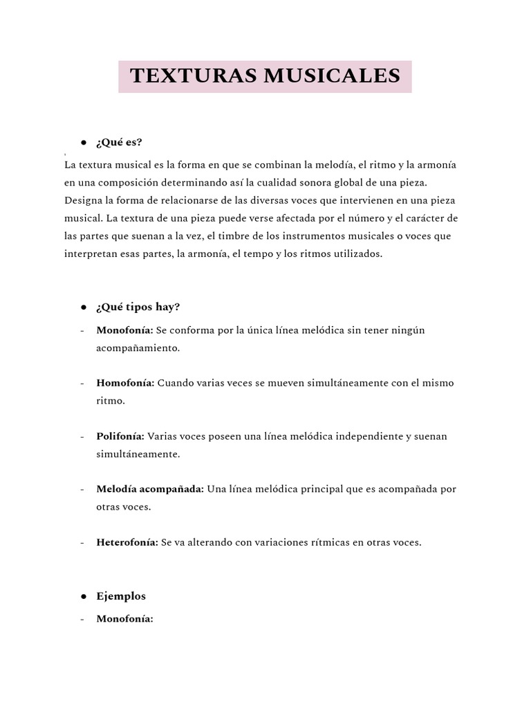 Texturas Musicales | PDF