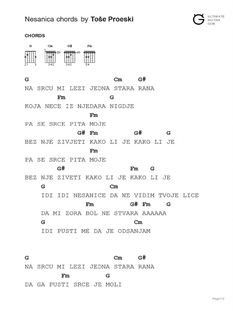 Nesanica Chords | PDF