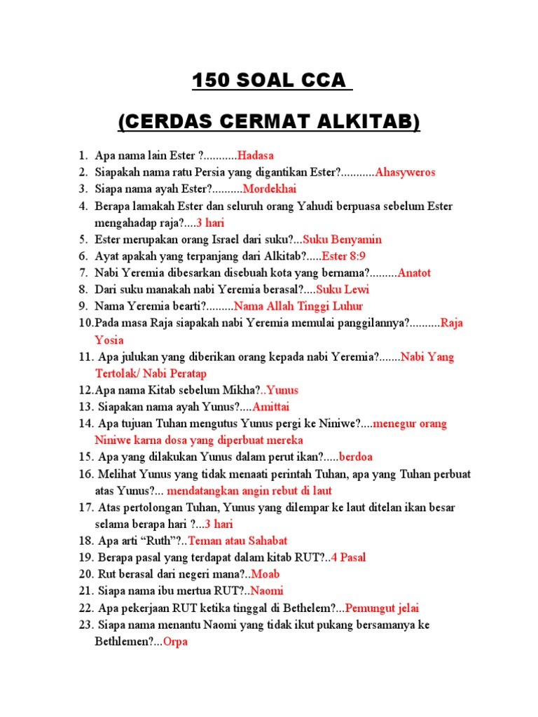 150 Soal Cca | PDF