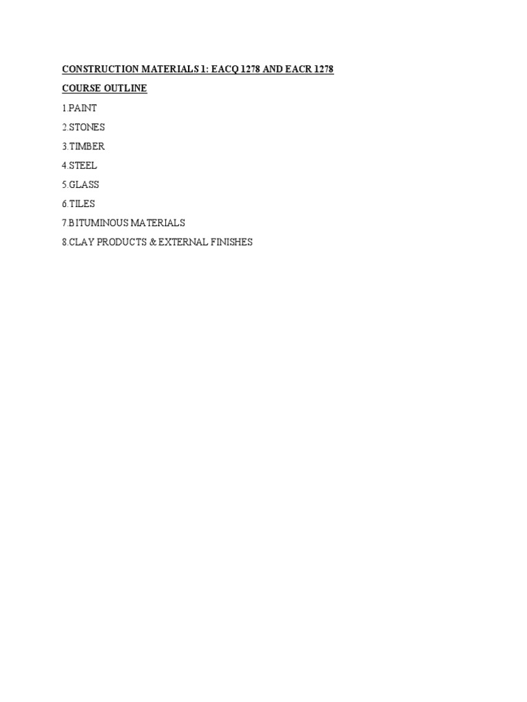 Materials 1 Course Outline | PDF