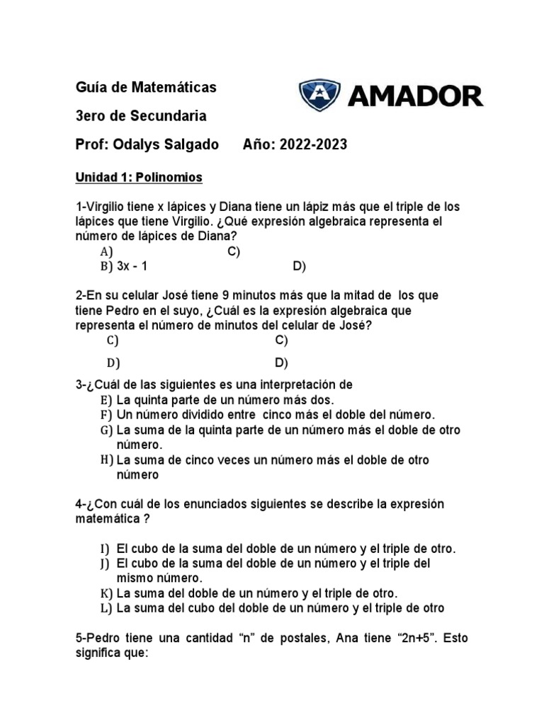 Guia De Matematicas Pdf Aritmética Matemáticas