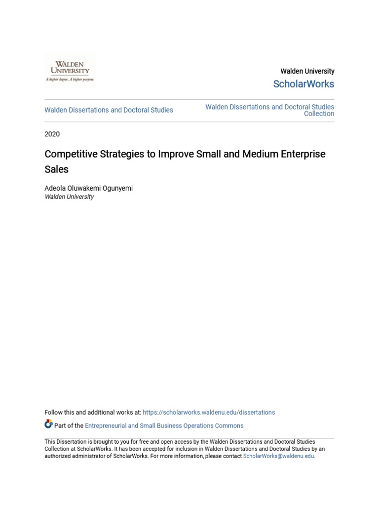 Competitive Strategies To Improve Small and Medium Enterprise Sal | PDF ...