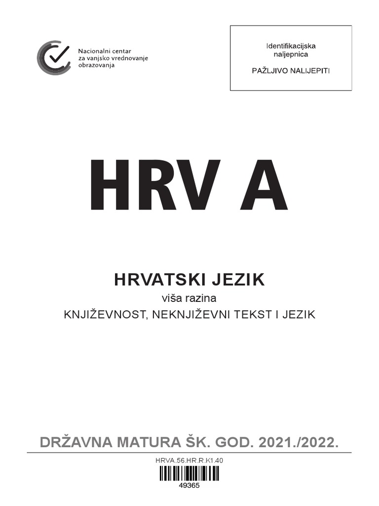 HRV A: Hrvatski Jezik | PDF