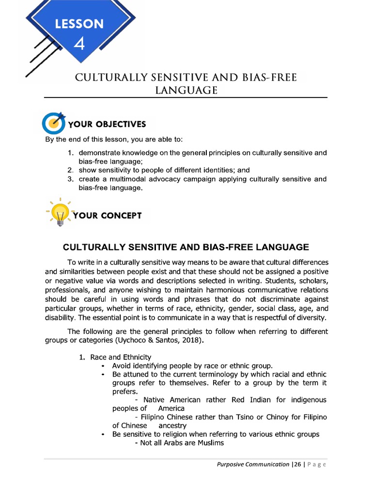 Culturally Sensitive and Bias Free Language | PDF