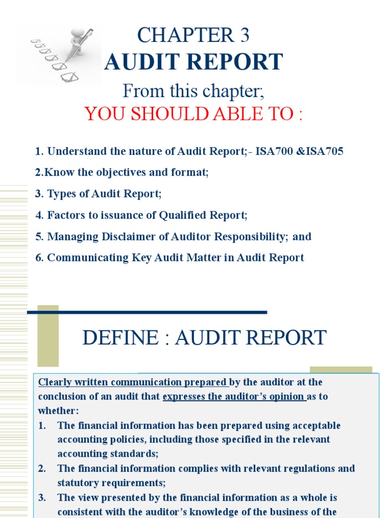 Chapter 3 Audit Report Isa 700 and Isa 705 Dpa50153 | PDF | Auditor's Report | Financial Audit