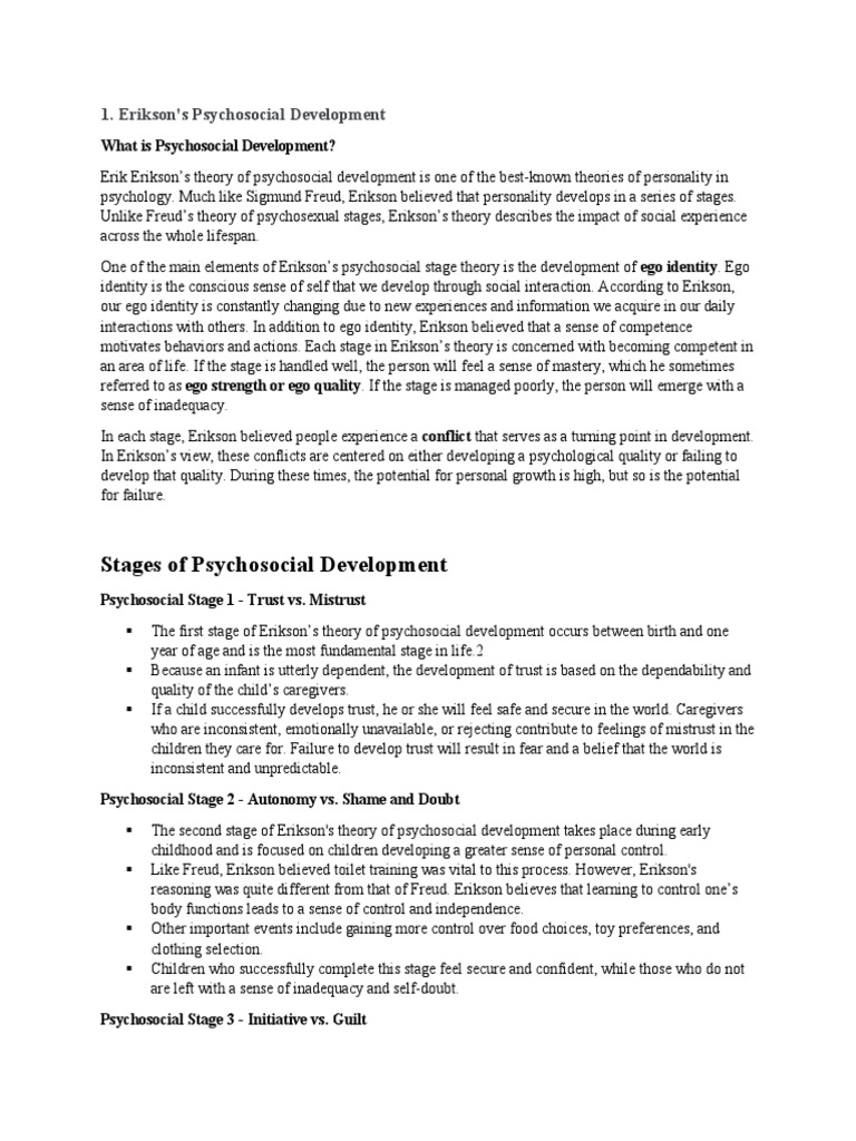 Stages of Psychosocial Development | Download Free PDF | Oedipus ...