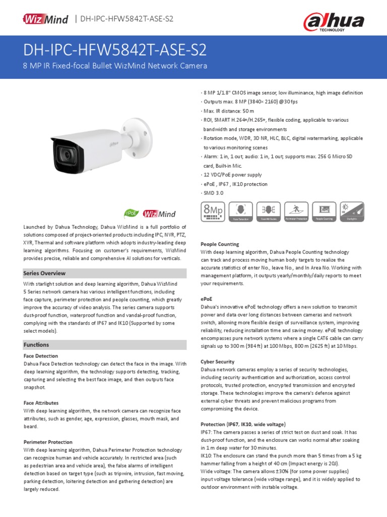 IPC HFW5842T ASE S2 - Datasheet - 20210729 | PDF | Computer Security ...